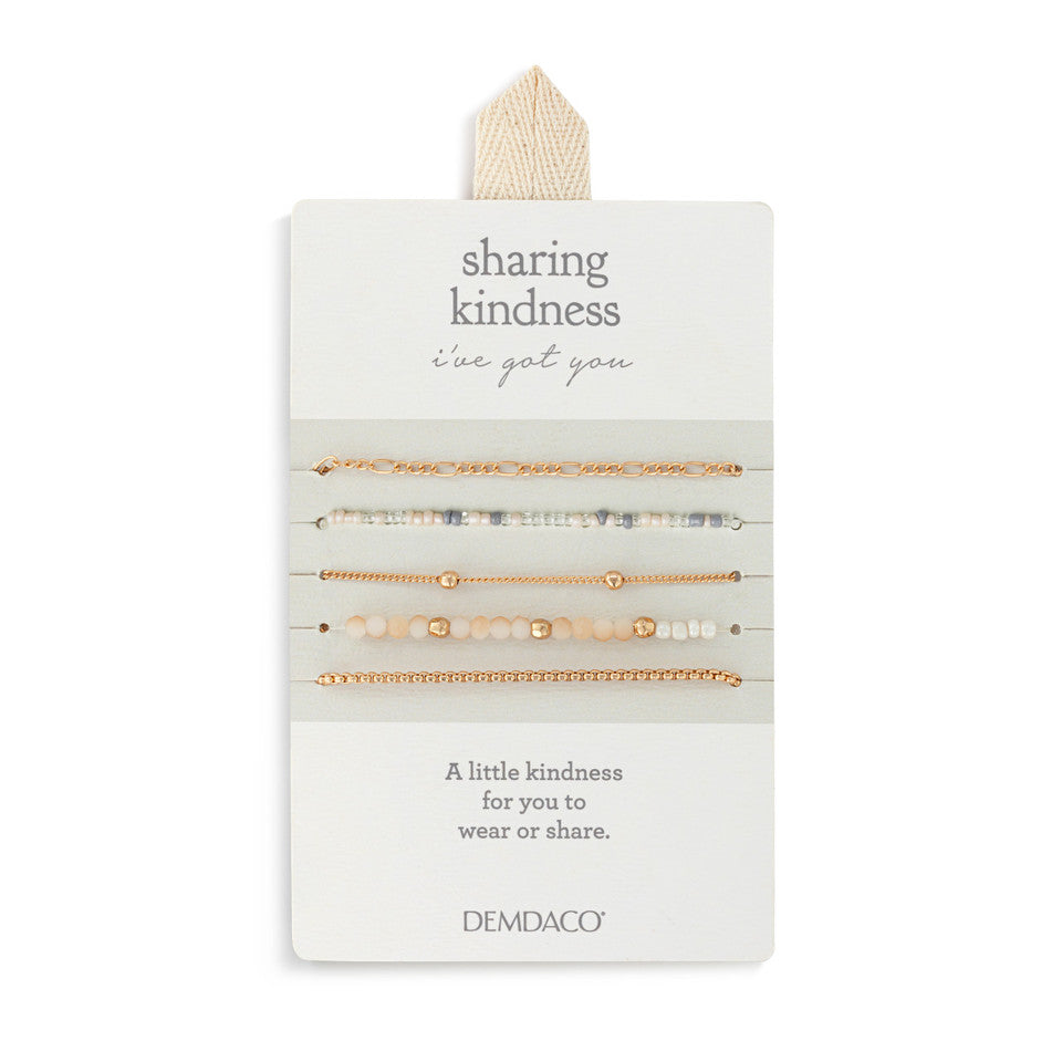 Demdaco Sharing Kindness Bracelet Set of 5 - Rose Cloud Gold