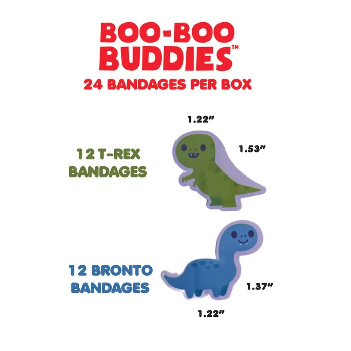 Boo-Boo Buddies Sterile Adhesive Bandages - Brontosaurus + T-Rex