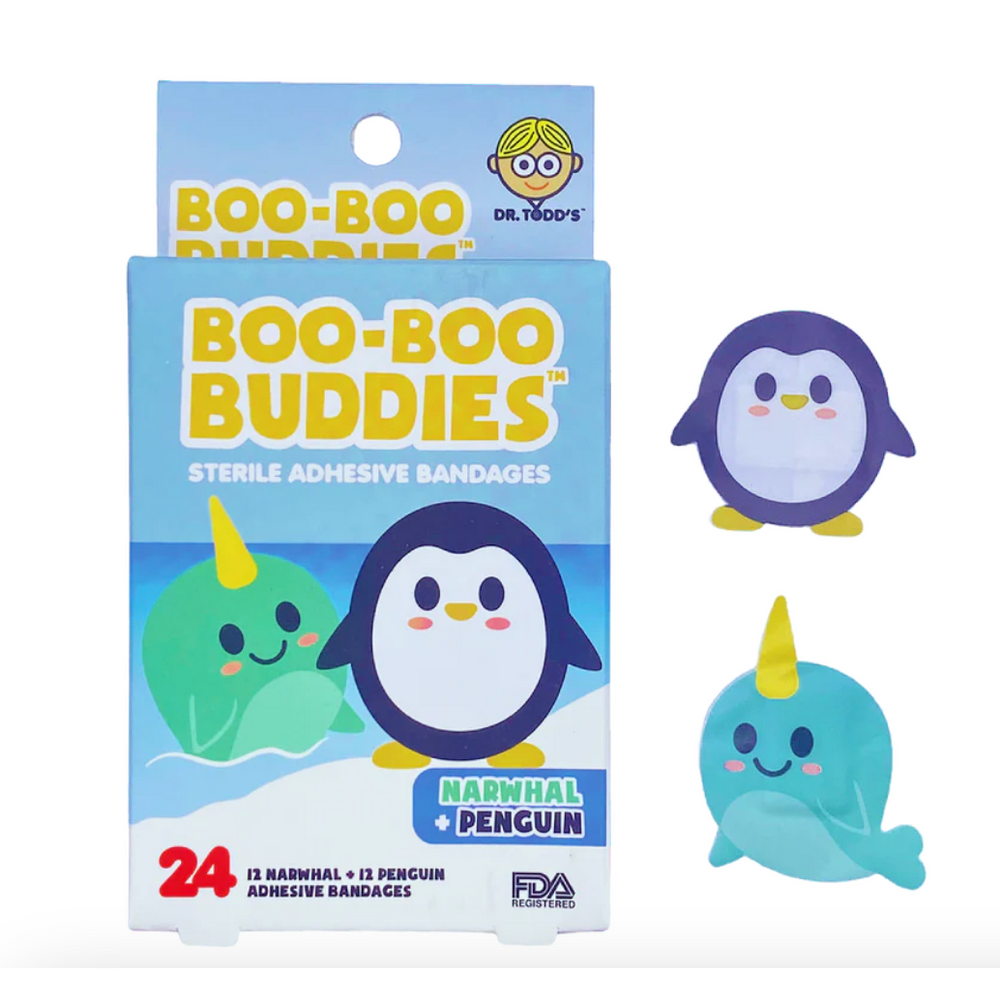 Boo-Boo Buddies Sterile Adhesive Bandages - Narwhal + Penguin