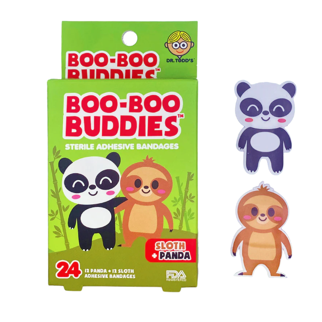 Boo-Boo Buddies Sterile Adhesive Bandages - Sloth + Panda