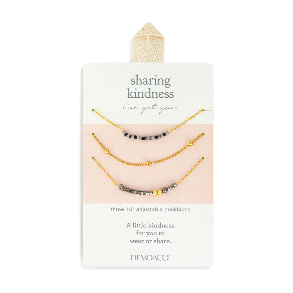 Demdaco Sharing Kindness Necklace Set of 3 - Sand Gold