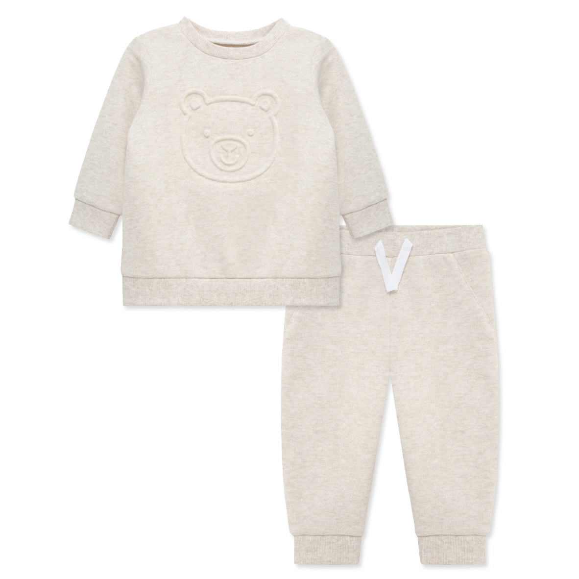 Little Me Sweatshirt Set- Cream Bear