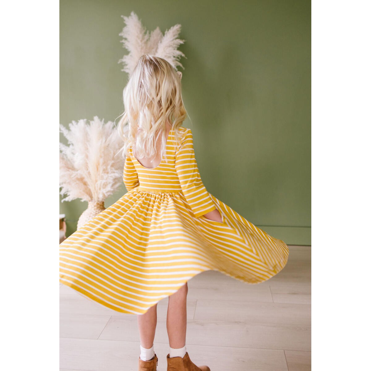 Ollie Jay Mustard Stripe Emile Twirl Dress
