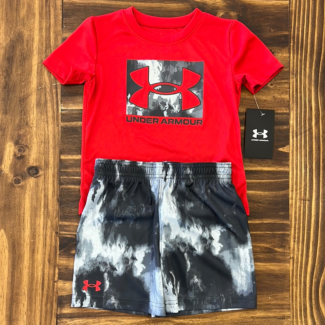 Under Armour Boy UA Airbrush Printed Short Set - Red